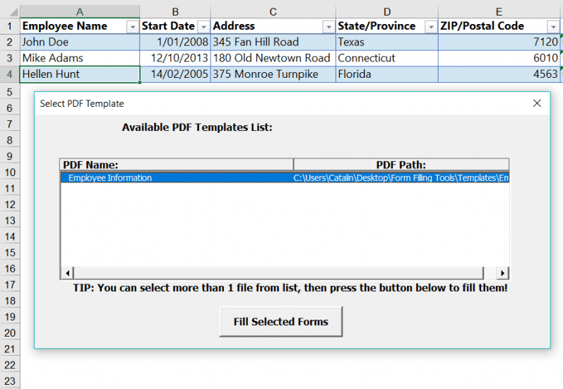 Fill PDF Forms - Excel First